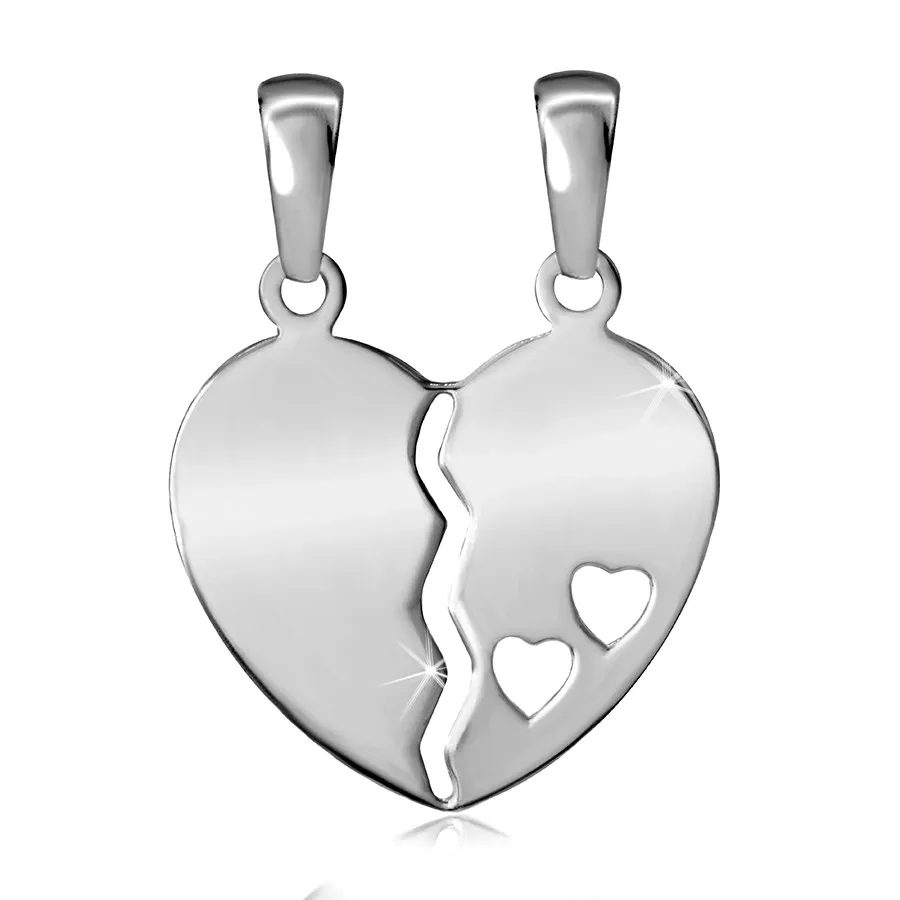 Srebrni dvostruki privjesak - Slomljeno srce s dva mala srca